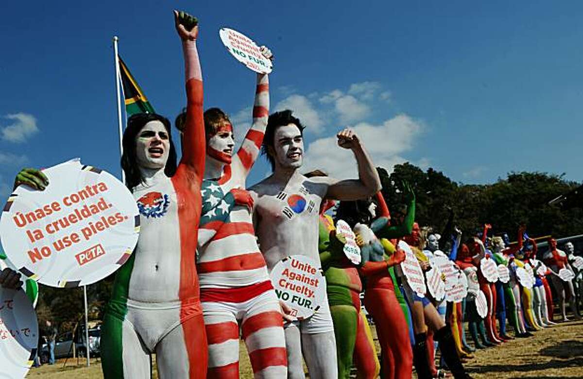 Body Painted PETA Protesters