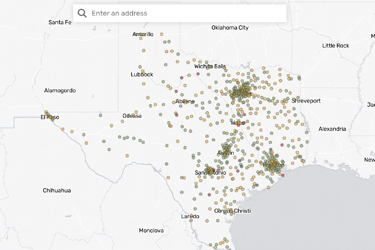 This searchable map shows the status of Texas' bridges