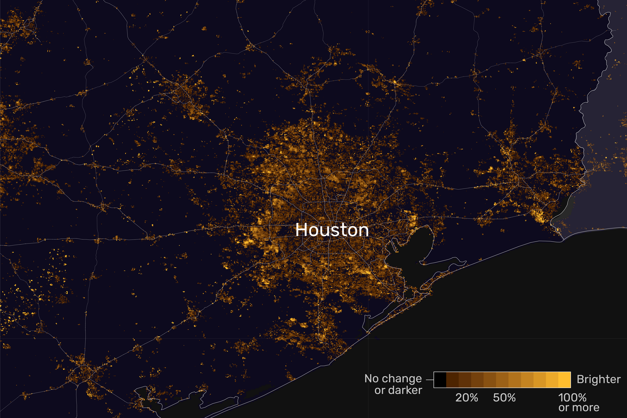 Houston's neighborhood holiday lights can be seen from space