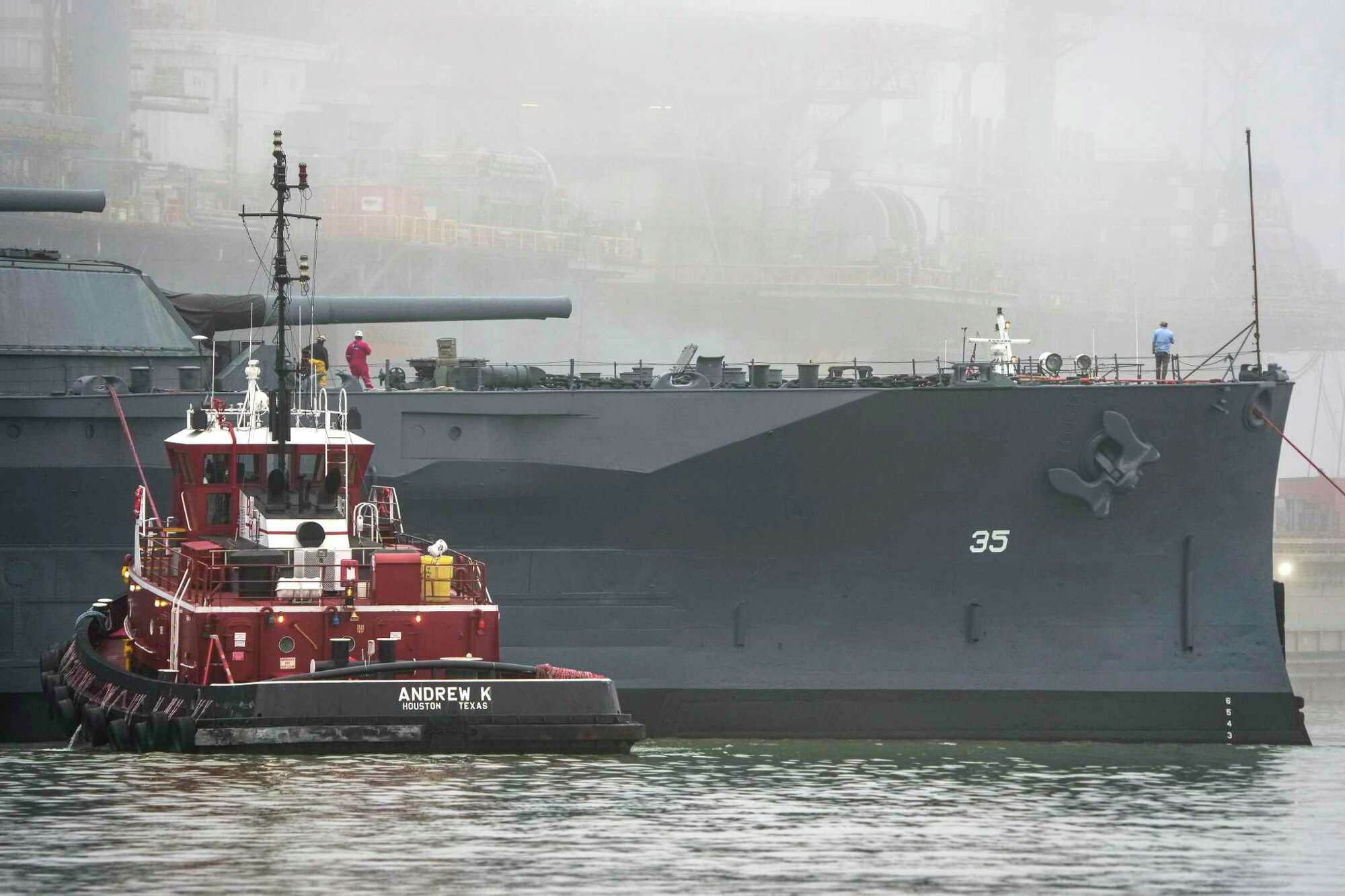 Battleship Texas Moves Back Into Galveston Waters Photos
