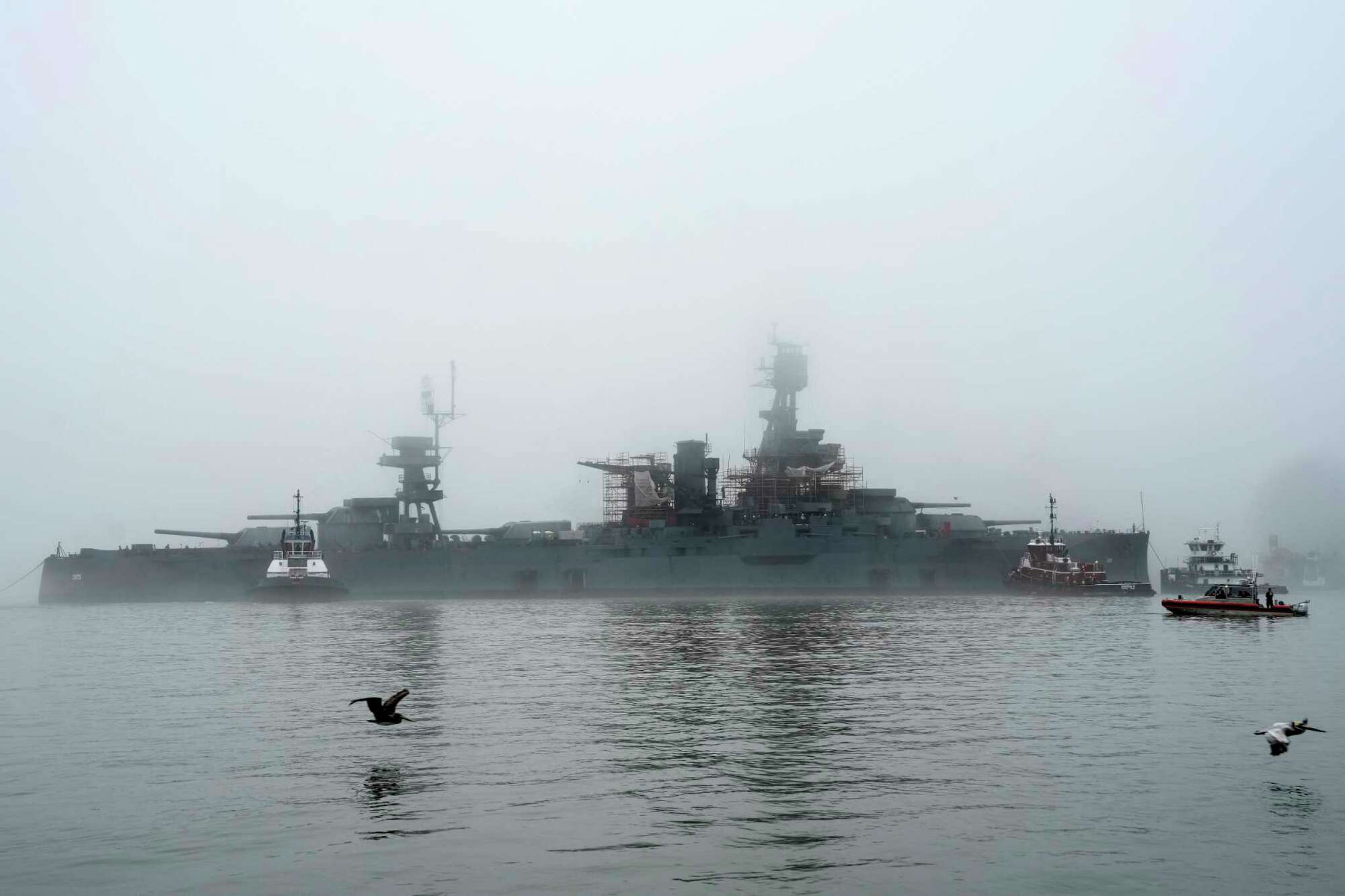 Battleship Texas Moves Back Into Galveston Waters Photos