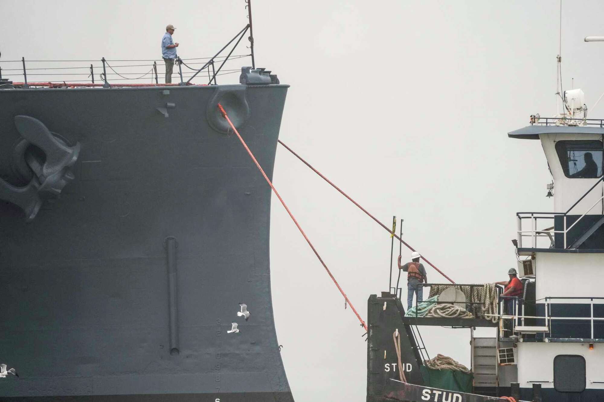 Battleship Texas Moves Back Into Galveston Waters Photos