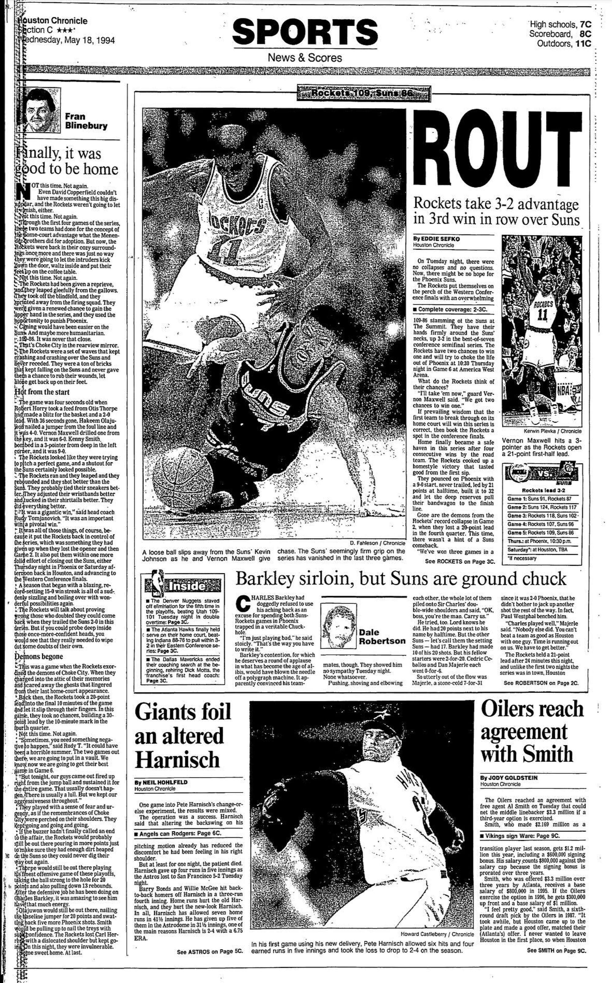Relive Houston Rockets' 1994 NBA championship through historic front pages