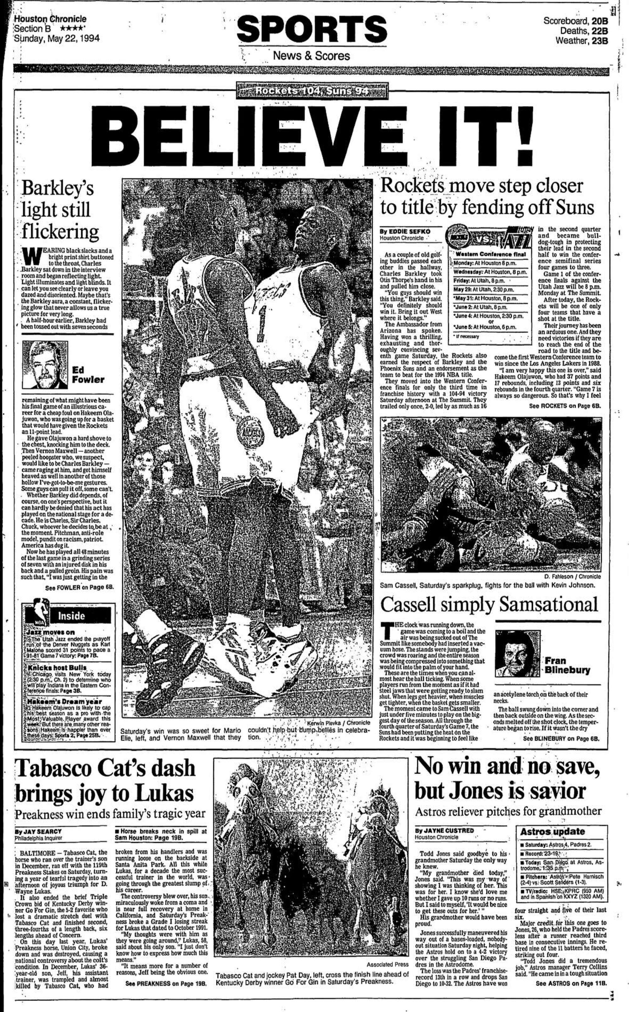 Relive Houston Rockets' 1994 NBA championship through historic front pages