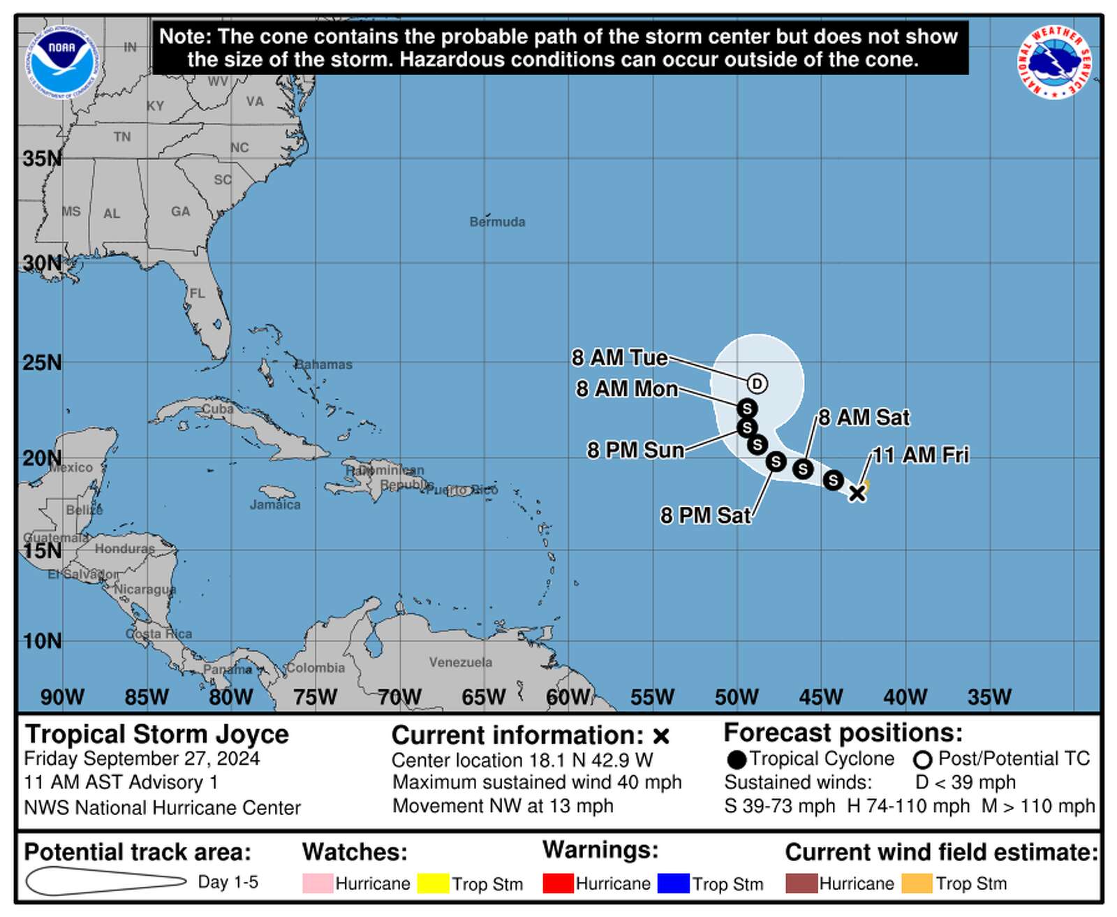 Track Joyce's path in the Atlantic