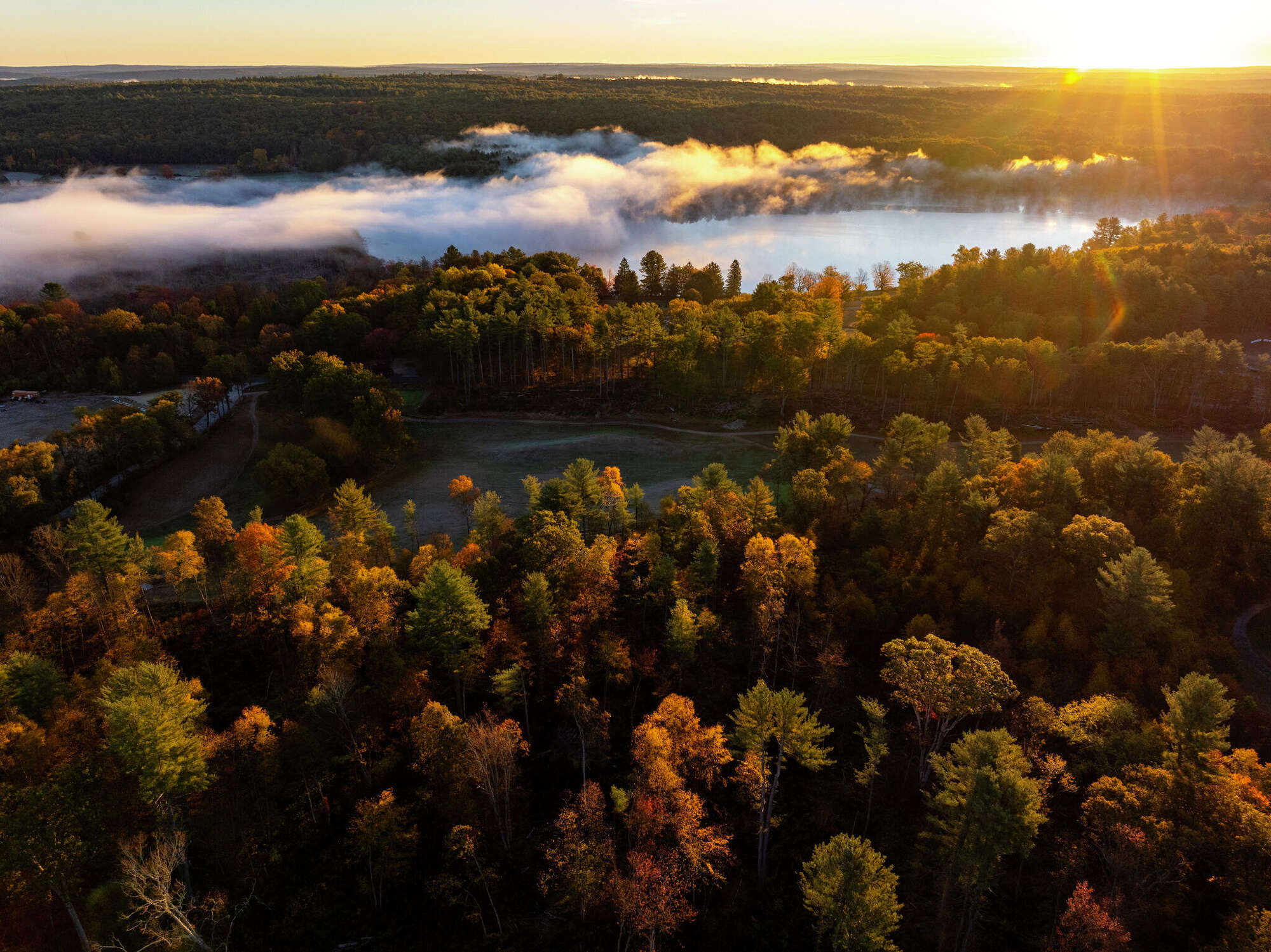 Drone images capture 2024 fall foliage in Connecticut from above