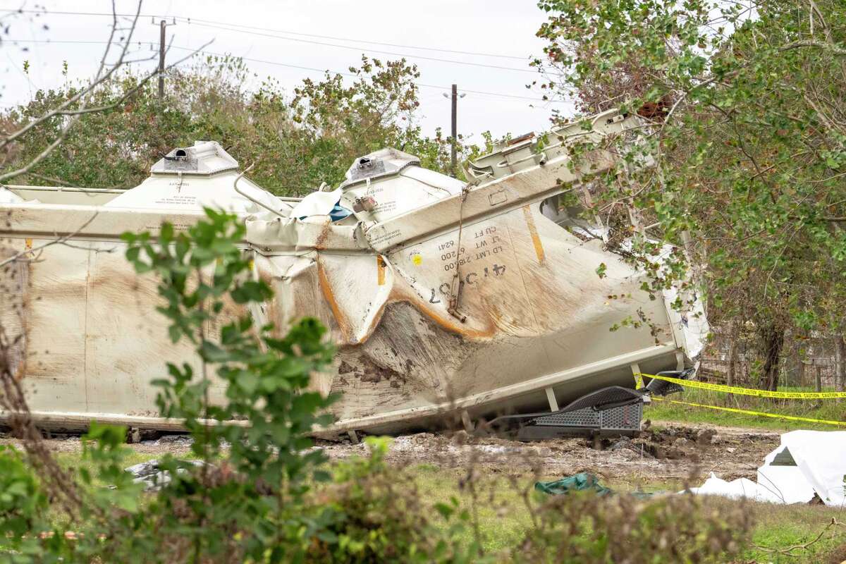 Microplastics coat ground near Houston canals after train crash