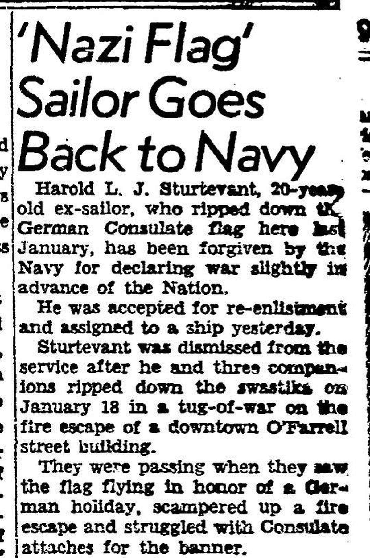 When Navy sailors in SF ripped a Nazi flag off the German consulate