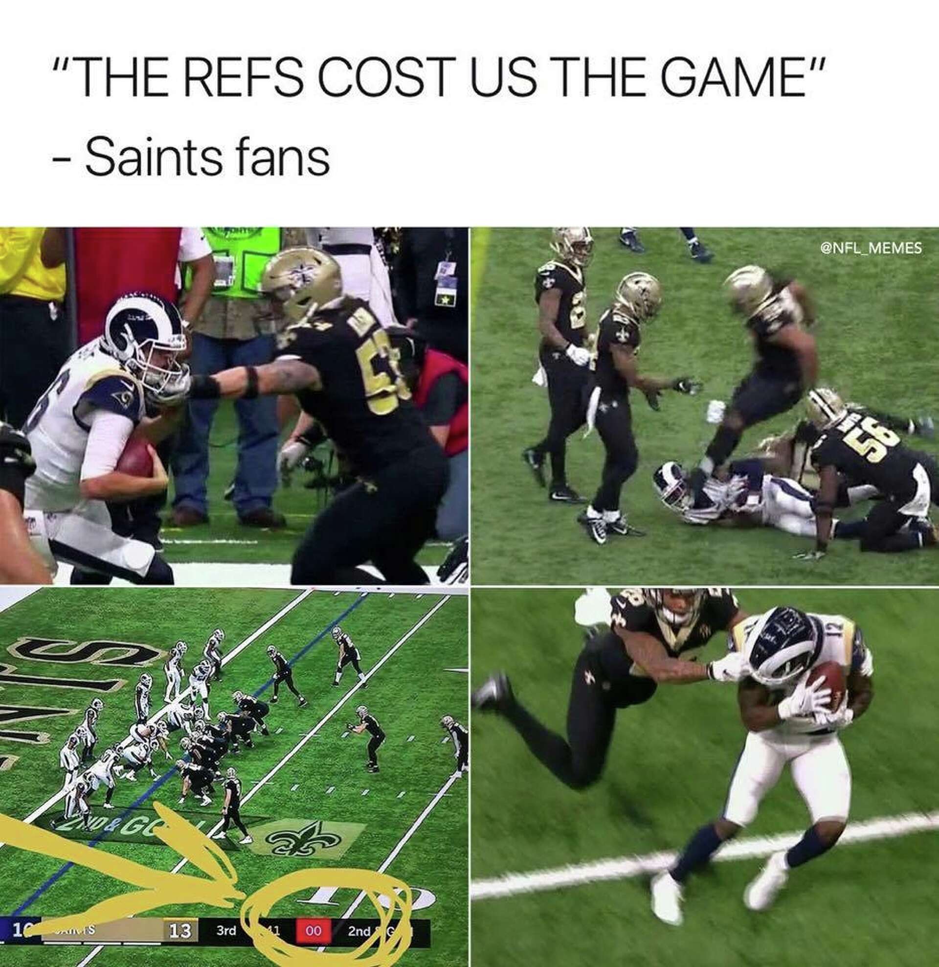 Memes mock gut-wrenching playoff losses by Saints, Chiefs