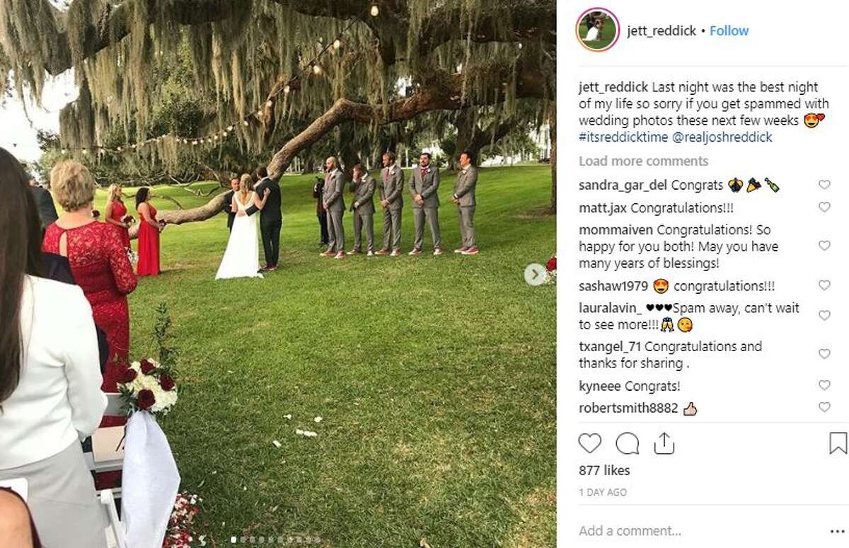 Astros' Josh Reddick and fiancée tie the knot wearing custom wrestling ...