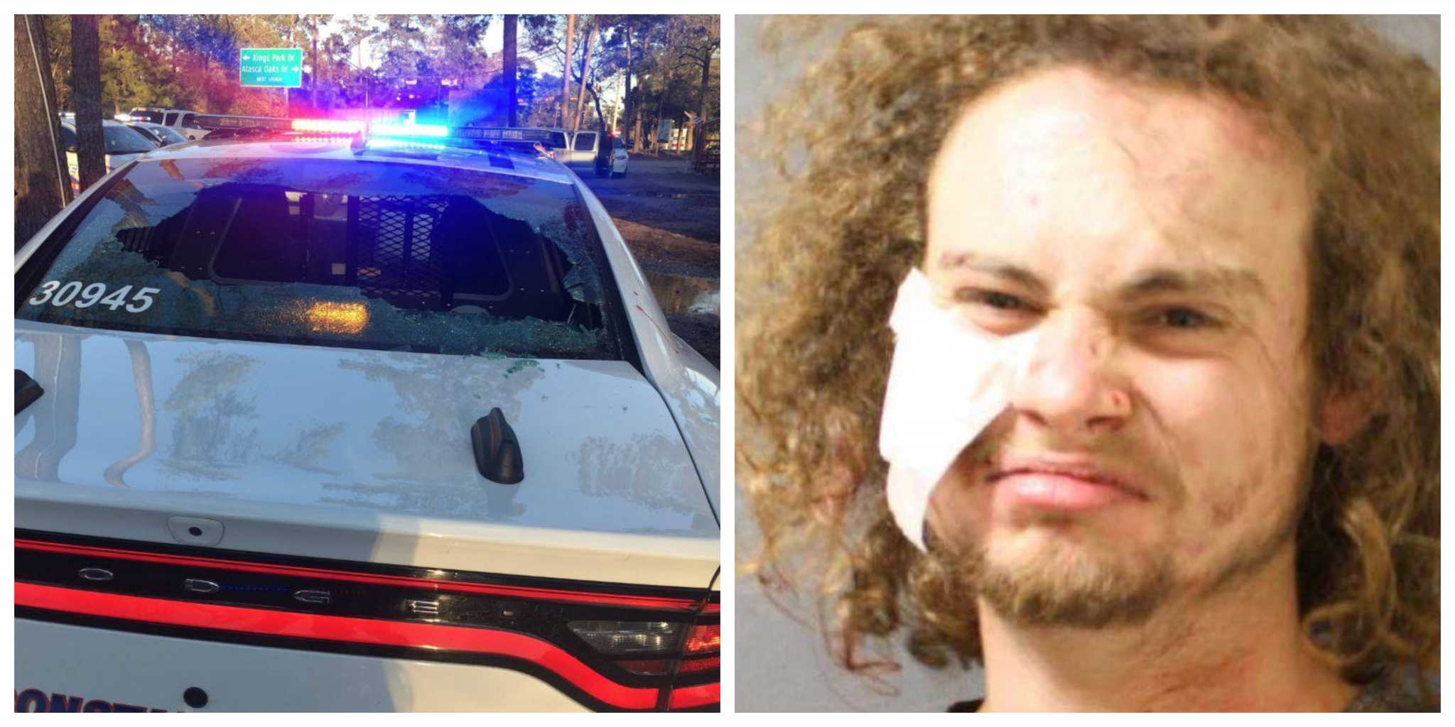 Man Busts Squad Car Windshield With His Head While Being Arrested Say