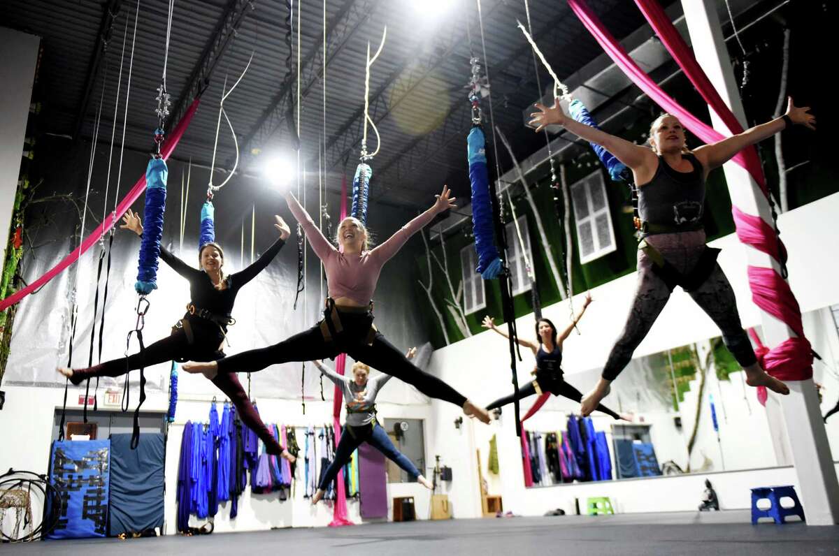 Bungee class at Good Karma Studio lets practicers fly