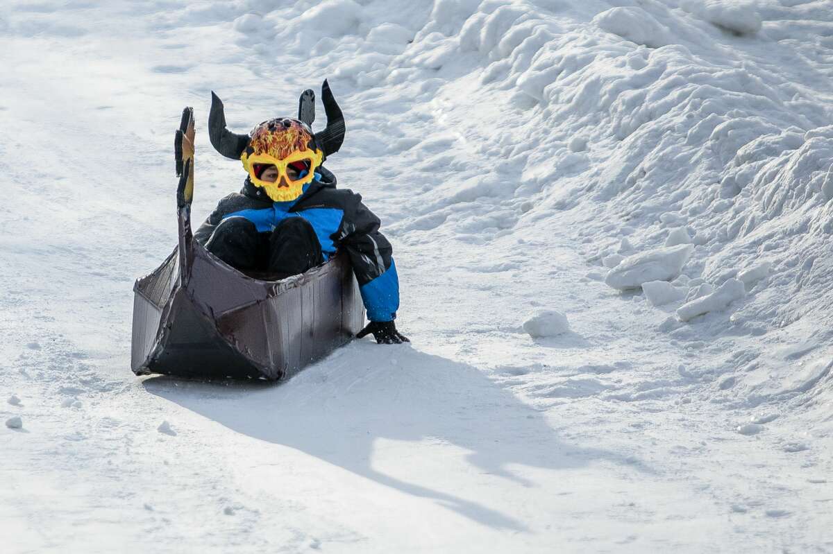 Cardboard sledding race at City Forest - Jan. 26, 2019