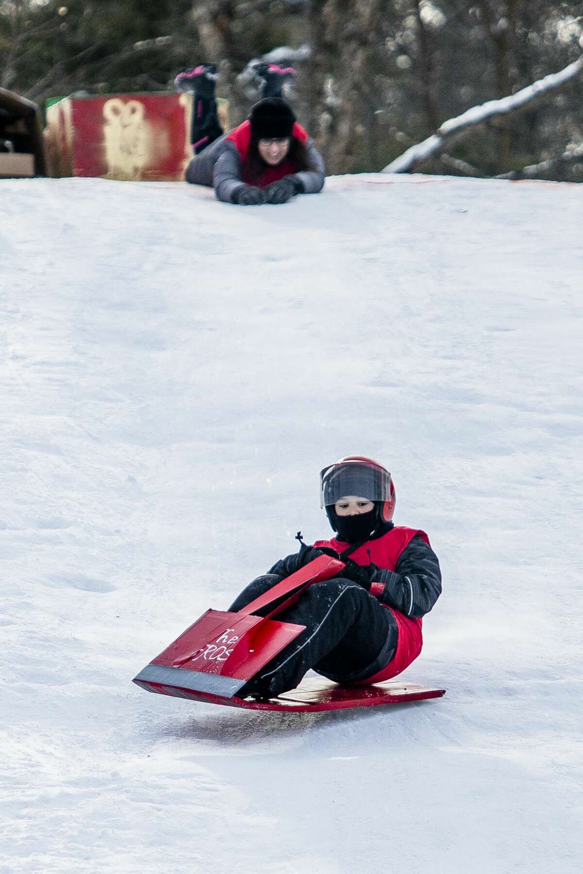 Cardboard sledding race at City Forest - Jan. 26, 2019