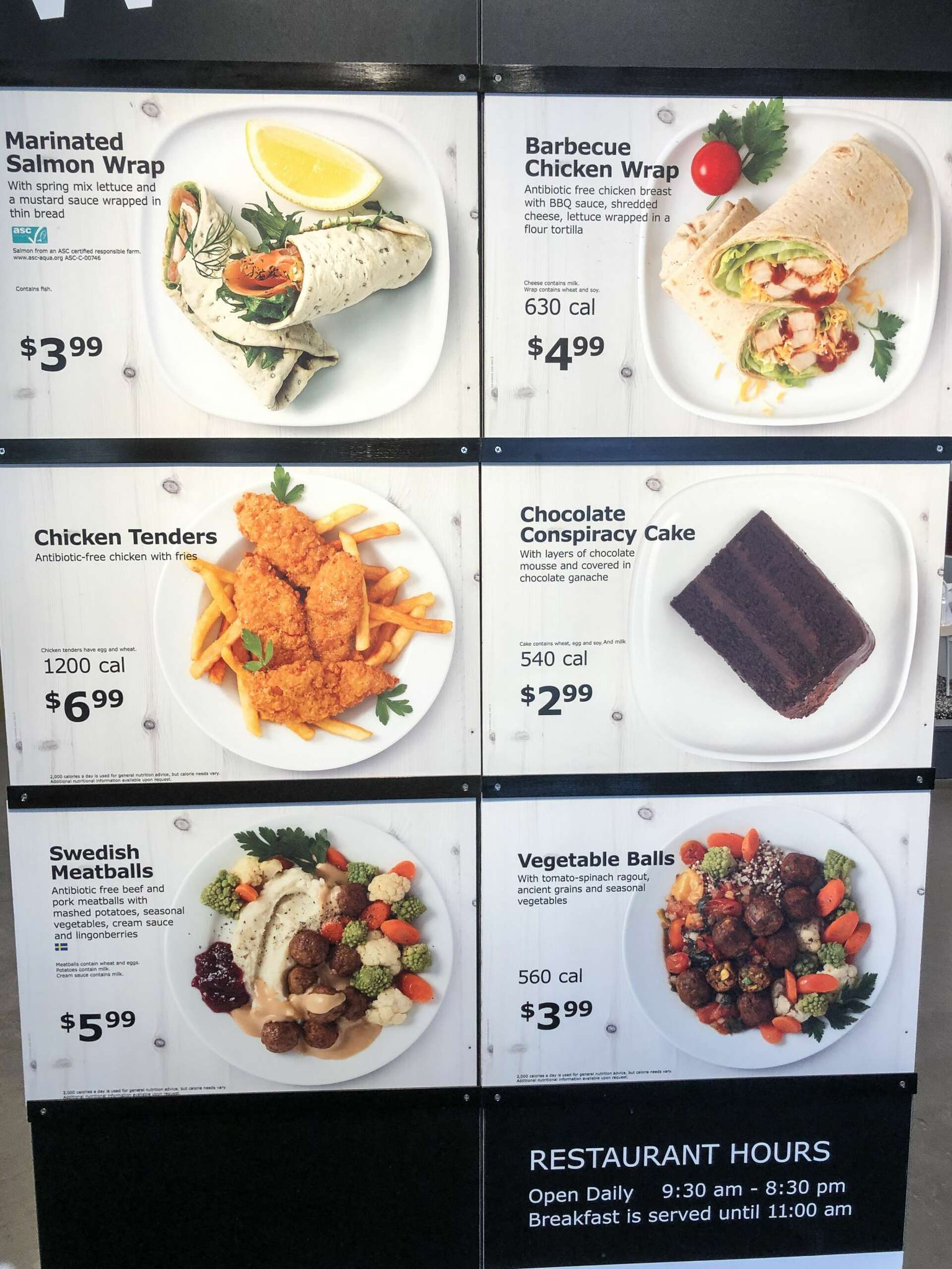 Ikea breakfast menu store