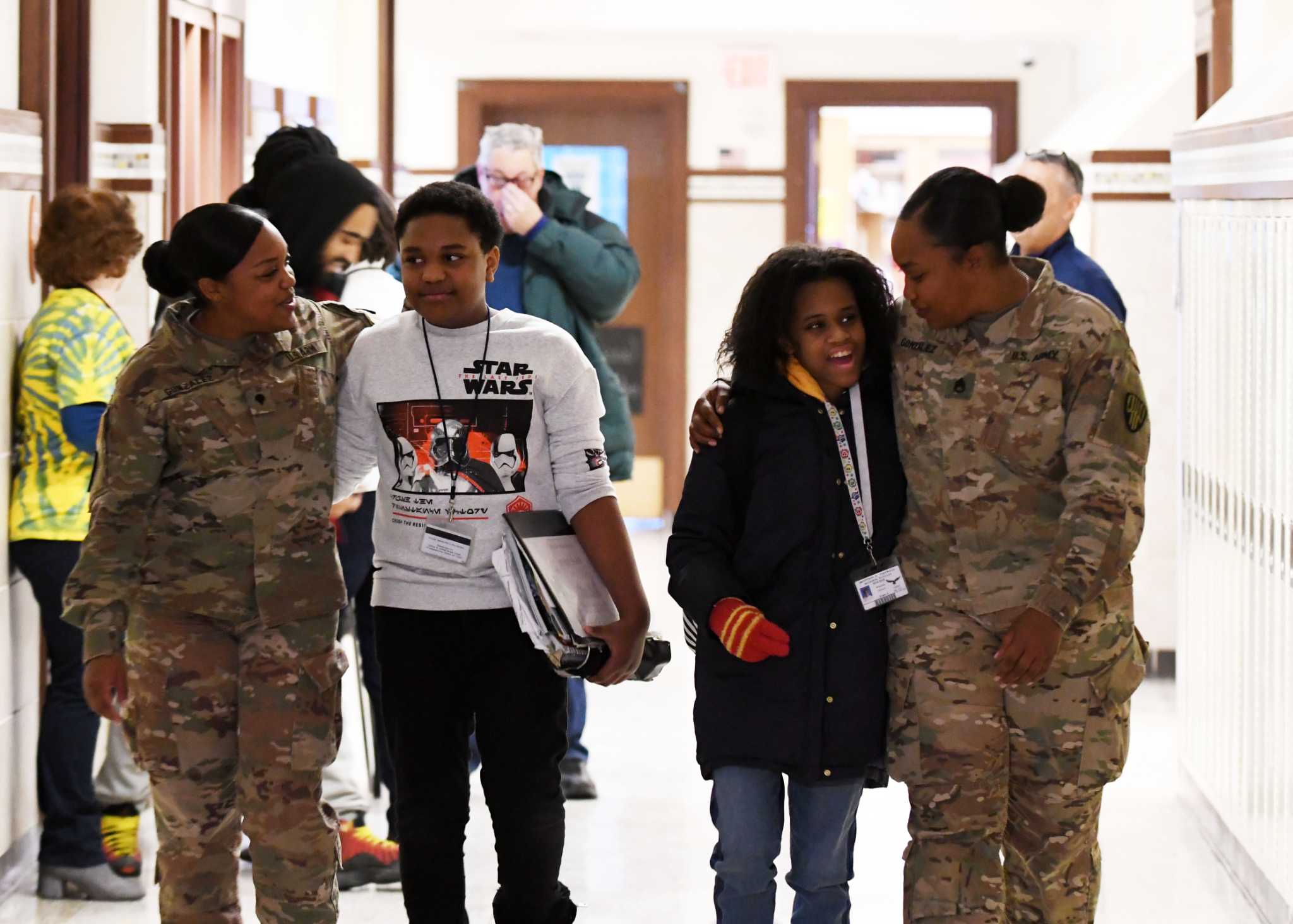 Albany military moms come home to surprise their kids at Hackett middle ...