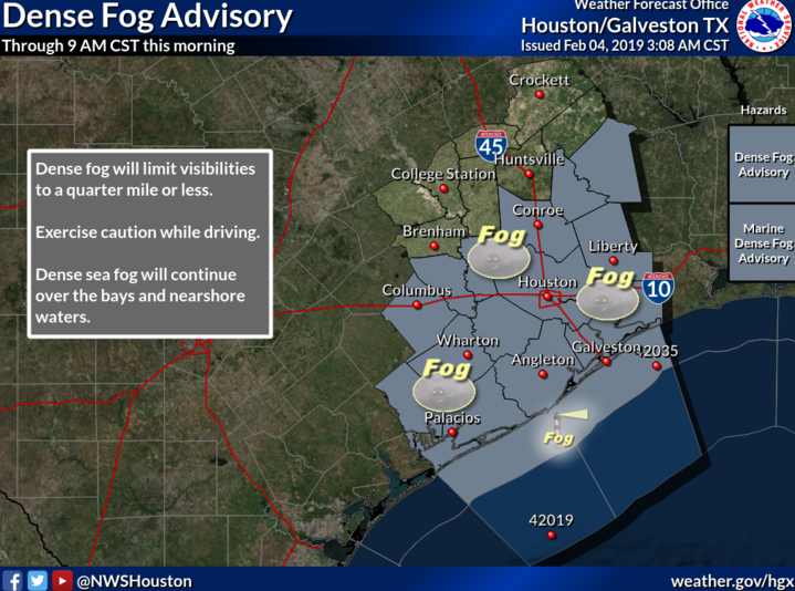 Houston-area drivers face dense fog on morning commute