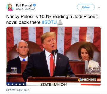 What was Nancy Pelosi reading during Trump's State of the Union?