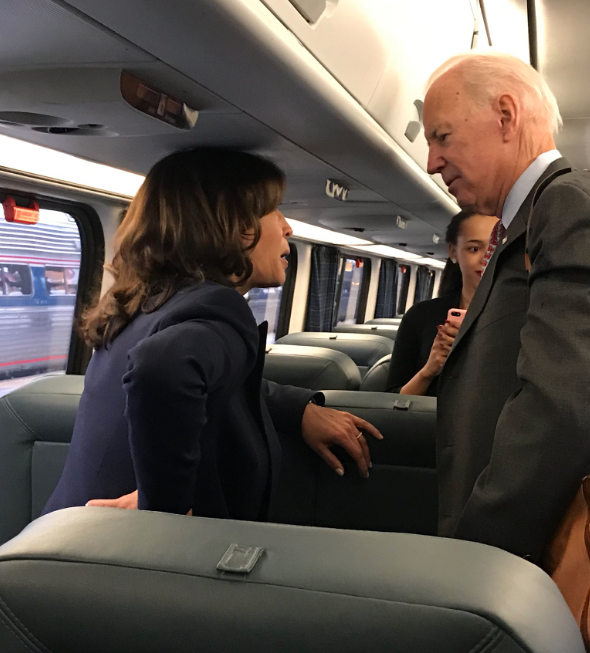 Kamala Harris runs into Joe Biden on Amtrak, and now people want them ...