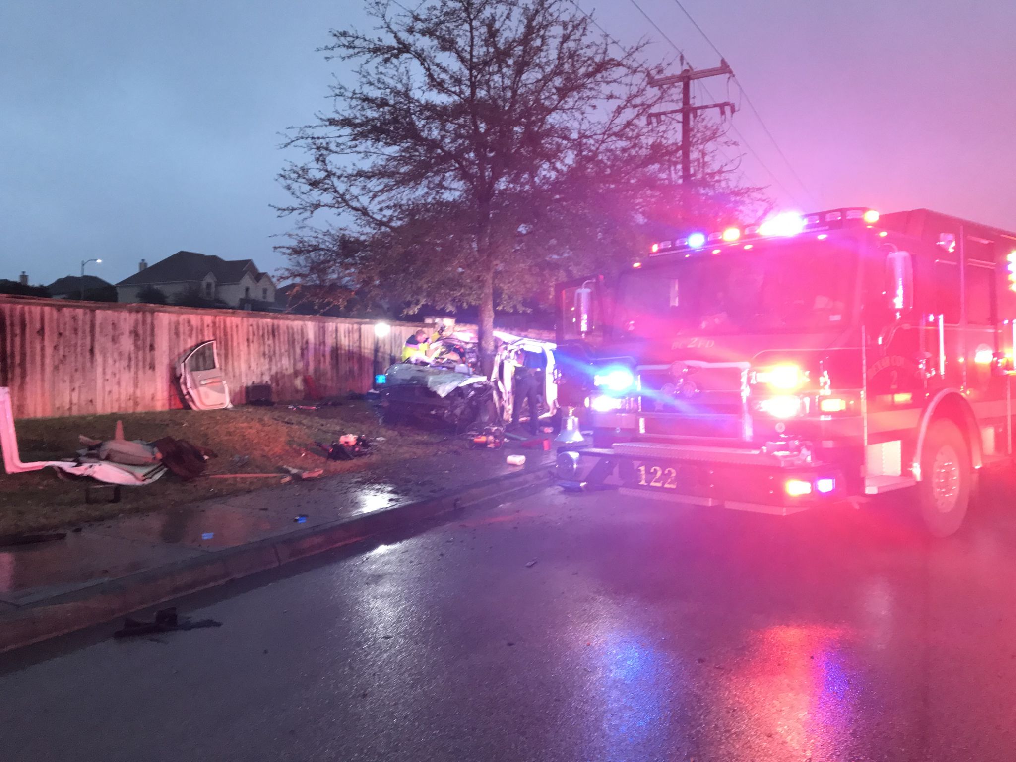 Vehicle wraps around tree after teenagers crash in the Northwest Side