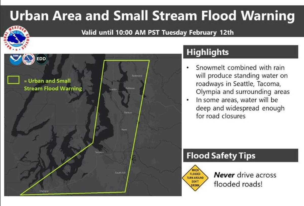As snow turns to rain, flood warning issued in Seattle and other urban ...