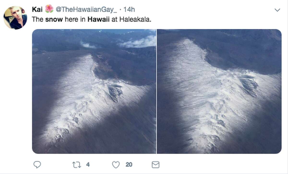 Palm trees, cinders and snow: Photos show a rare snowy Hawaii