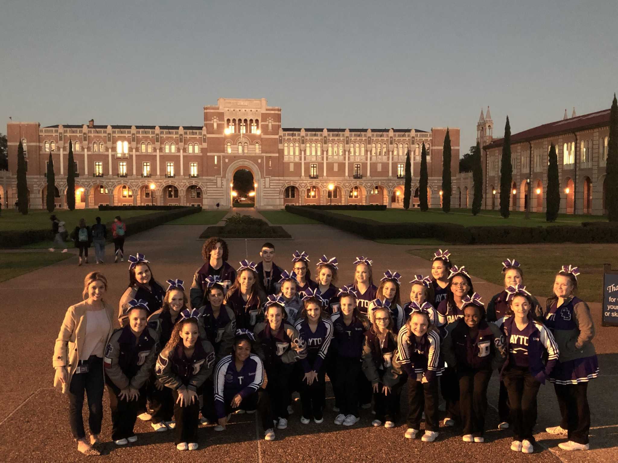 Dayton cheerleaders tour college campuses, perform
