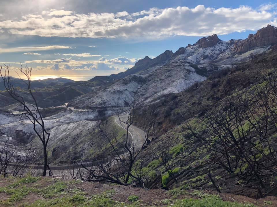 Rare snow falls in Malibu, only miles from the beach