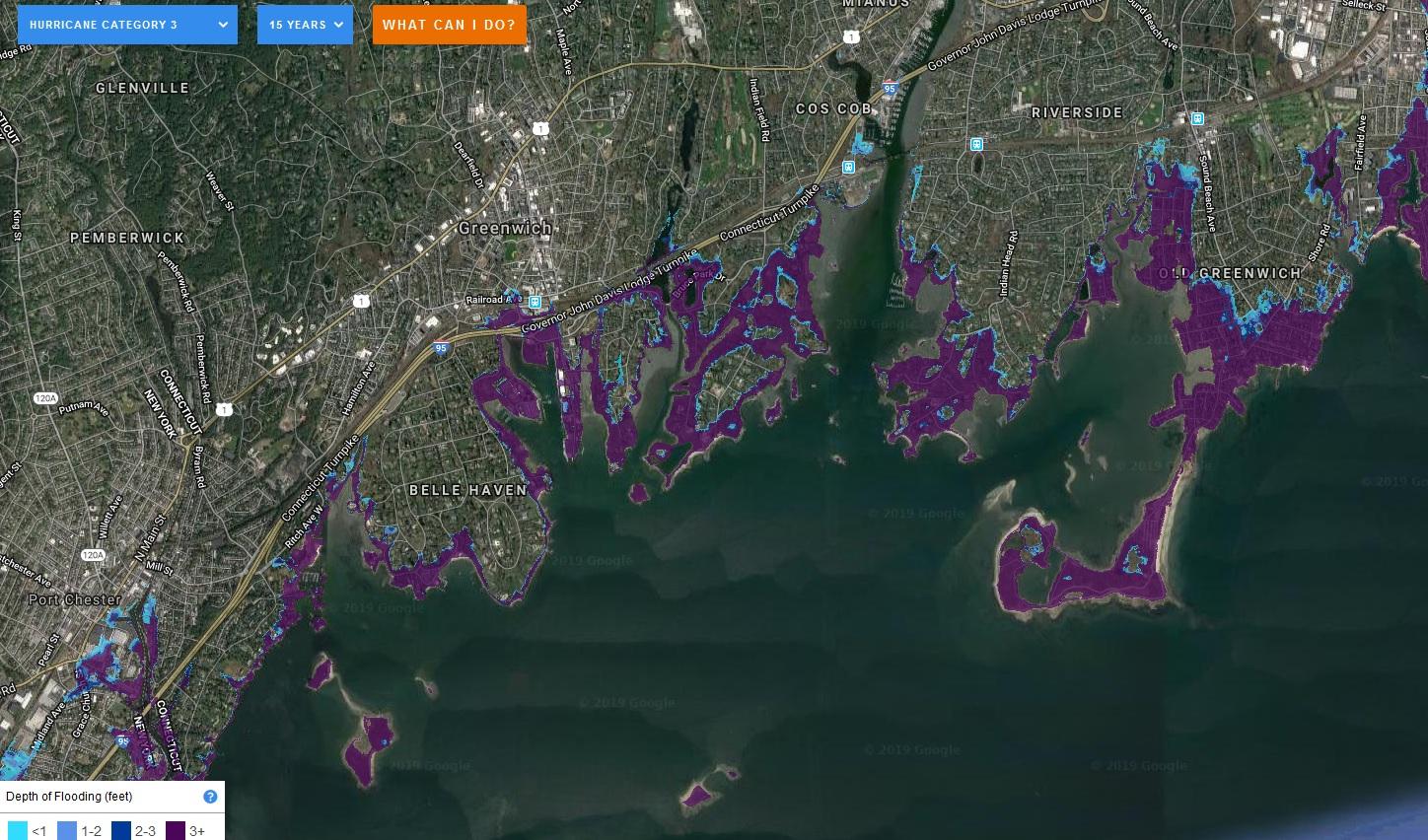 CT shoreline towns that will be under water in Category 3 hurricane