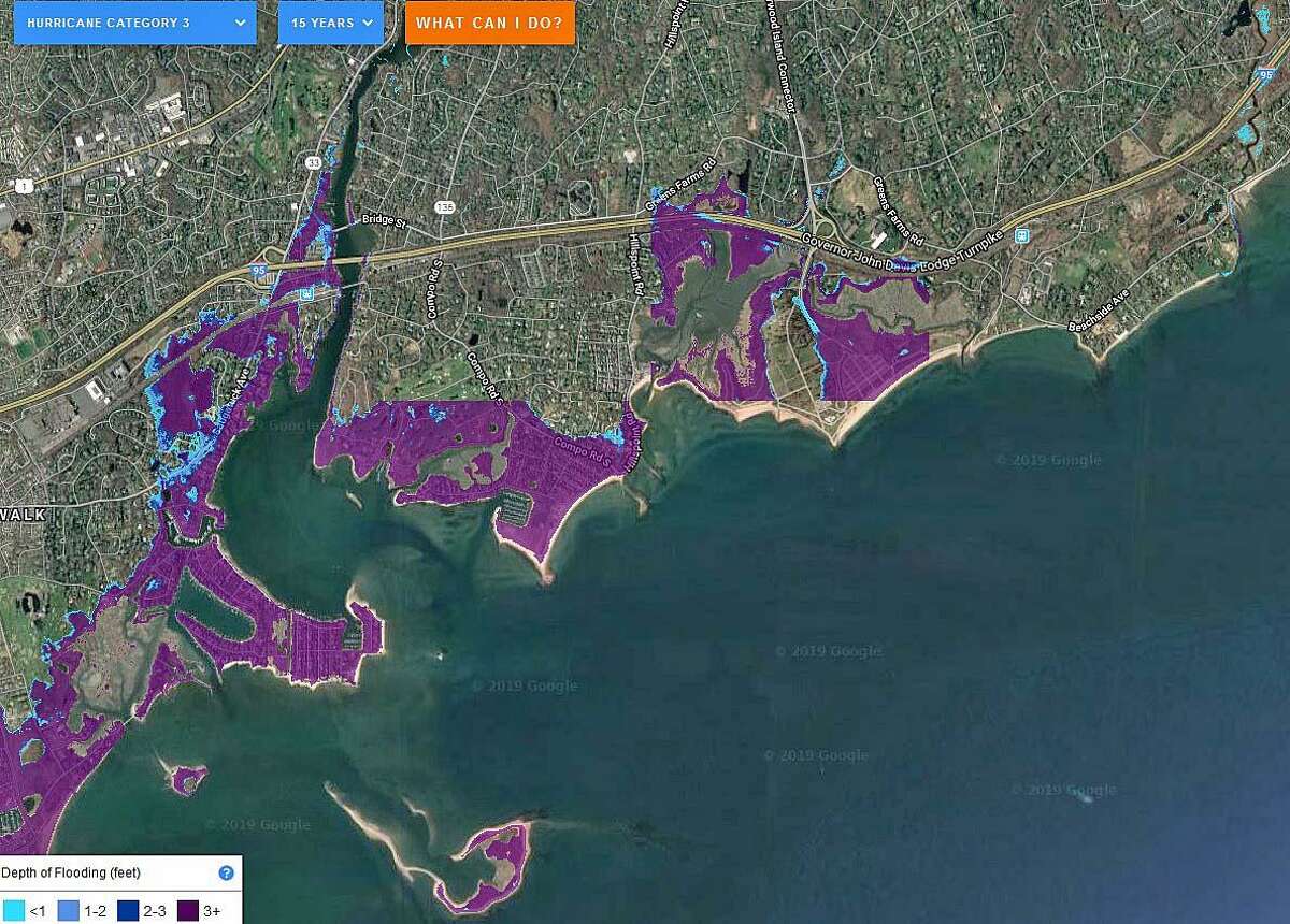 CT shoreline towns that will be under water in Category 3 hurricane
