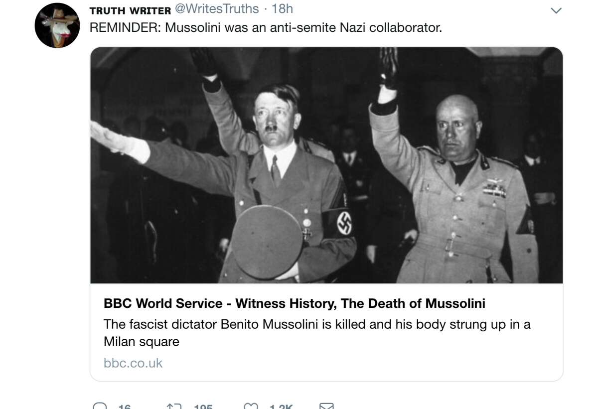 Republican Texas senator John Cornyn quotes Mussolini on Twitter