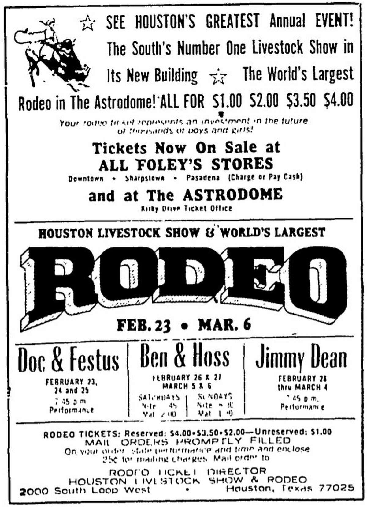 Chronicle rodeo advertisements 1966 - 1995