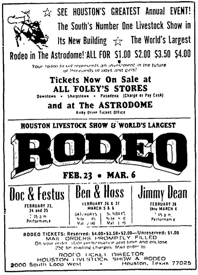 Chronicle rodeo advertisements 1966 - 1995