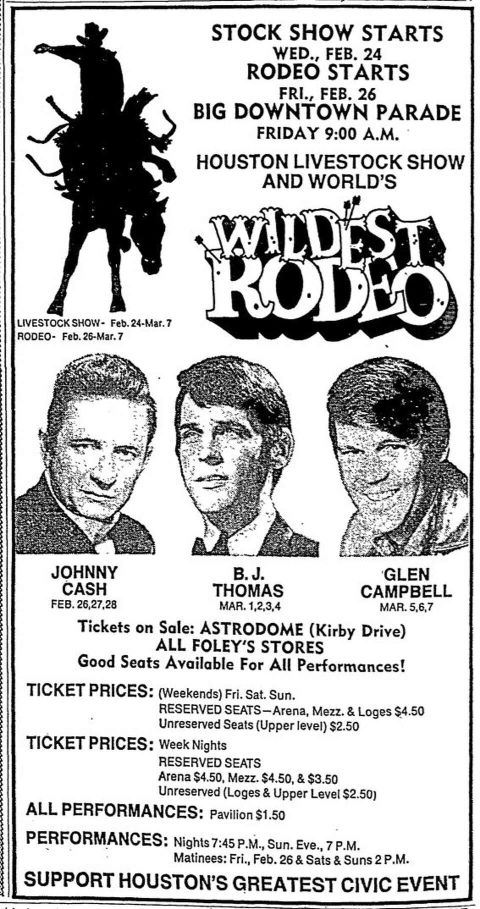 Chronicle rodeo advertisements 1966 - 1995
