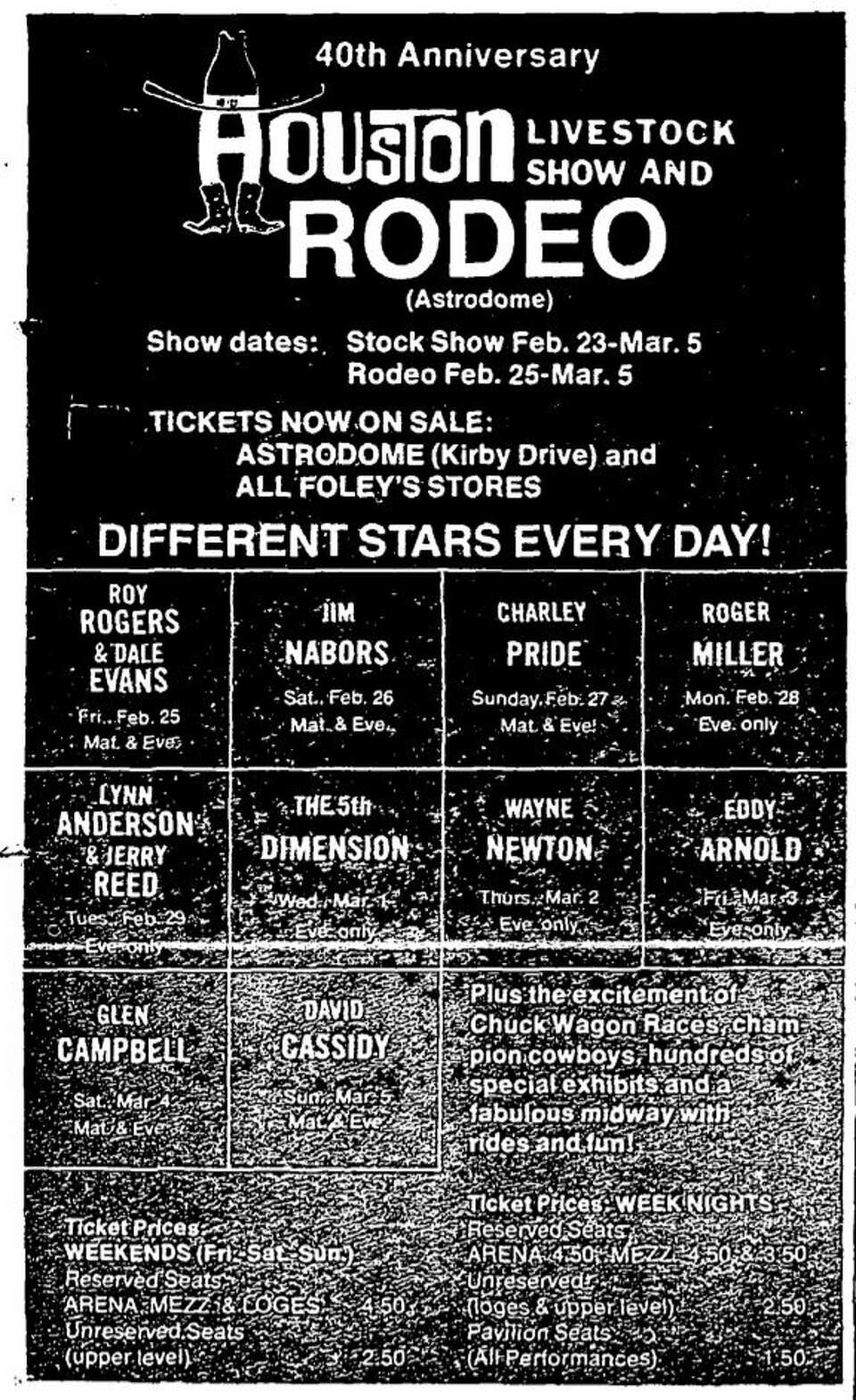 Chronicle rodeo advertisements 1966 - 1995