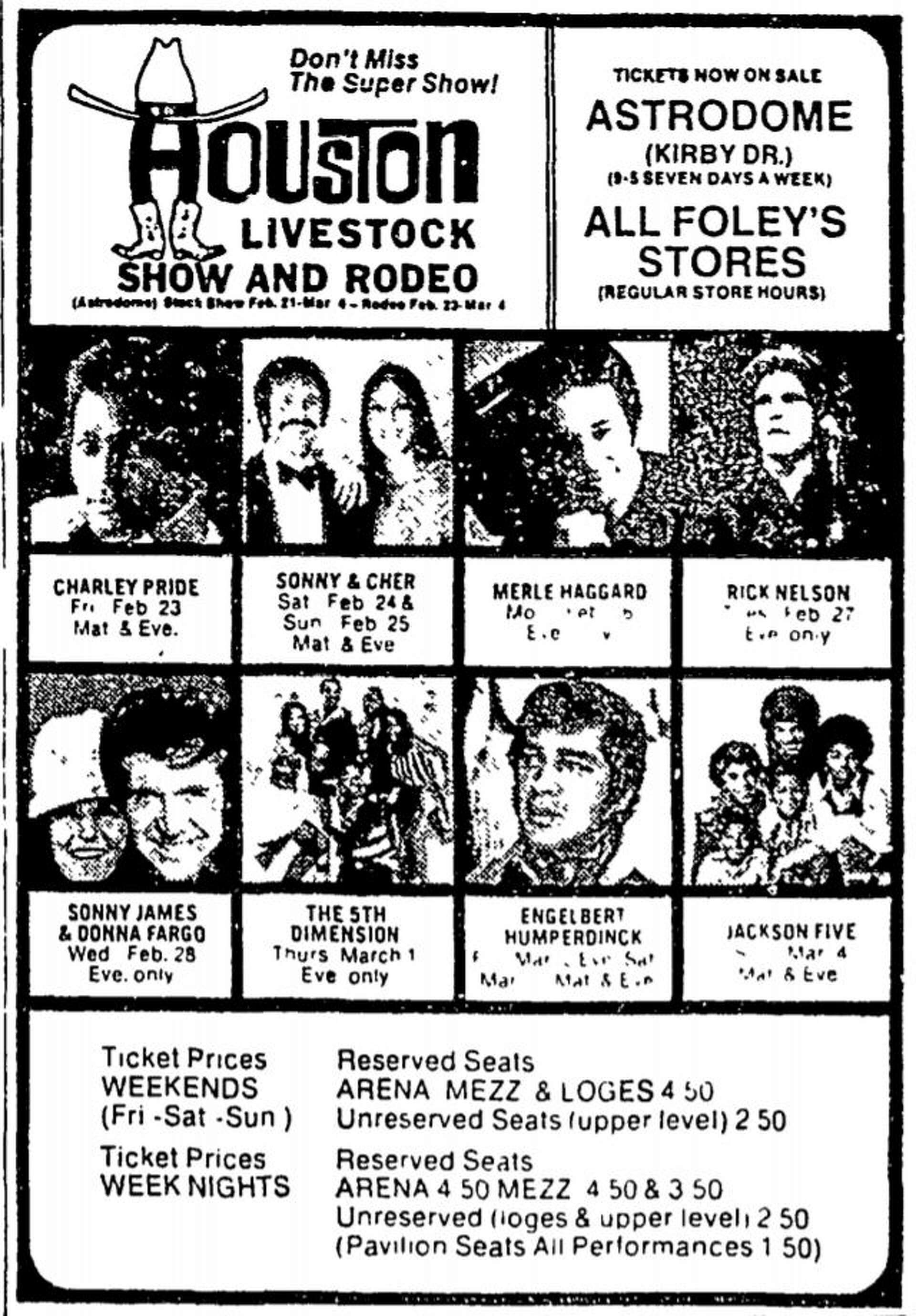 Rodeo ads show how much pop music, and ticket prices, have changed over ...