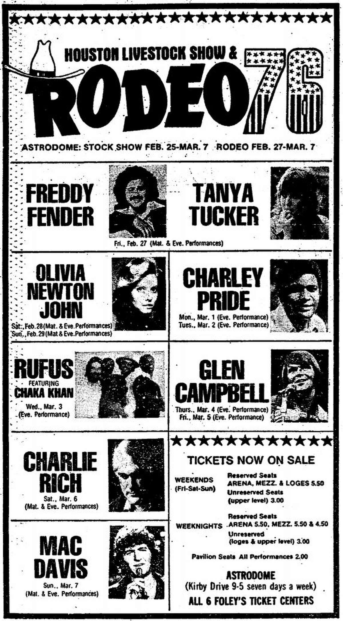 Rodeo ads show how much pop music, and ticket prices, have changed over ...