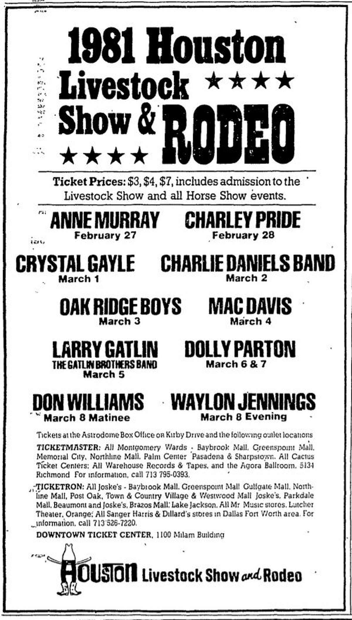 Rodeo ads show how much pop music, and ticket prices, have changed over ...