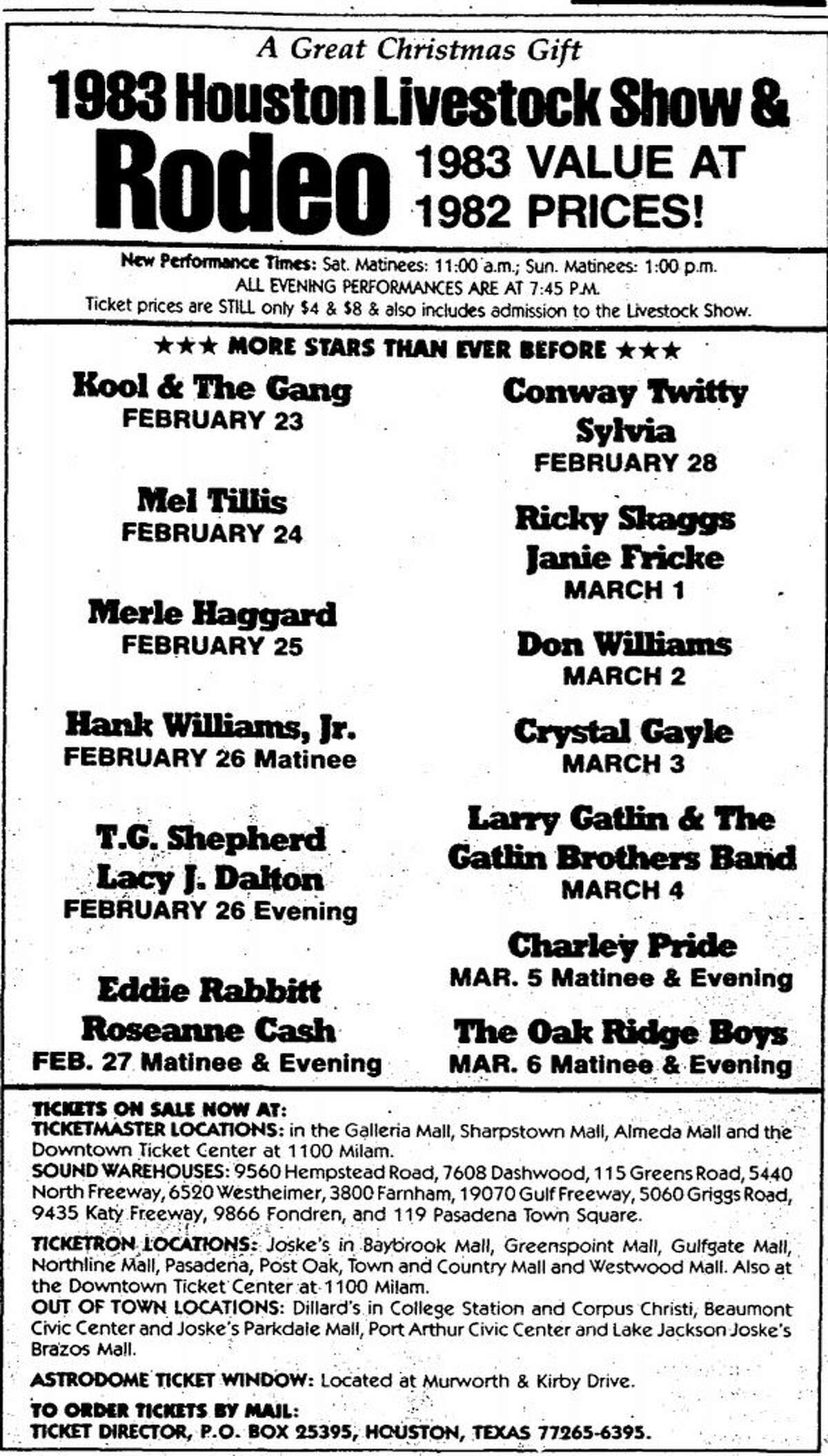 Rodeo ads show how much pop music, and ticket prices, have changed over ...