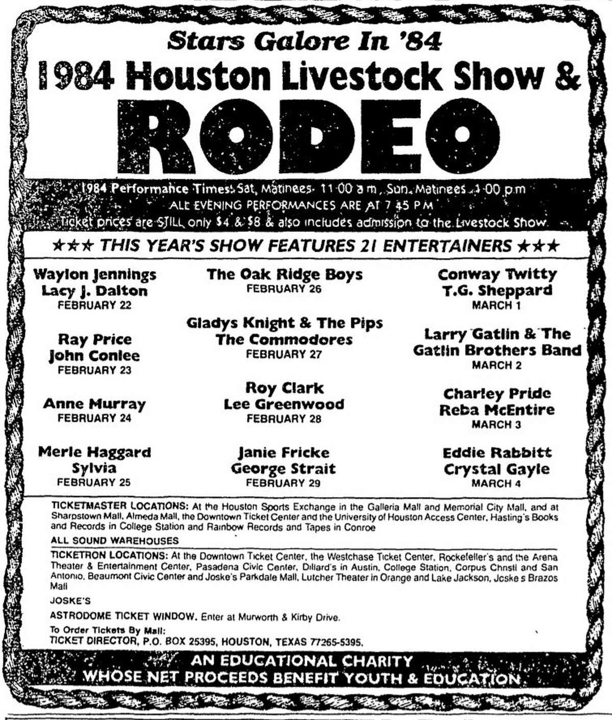 Rodeo ads show how much pop music, and ticket prices, have changed over ...
