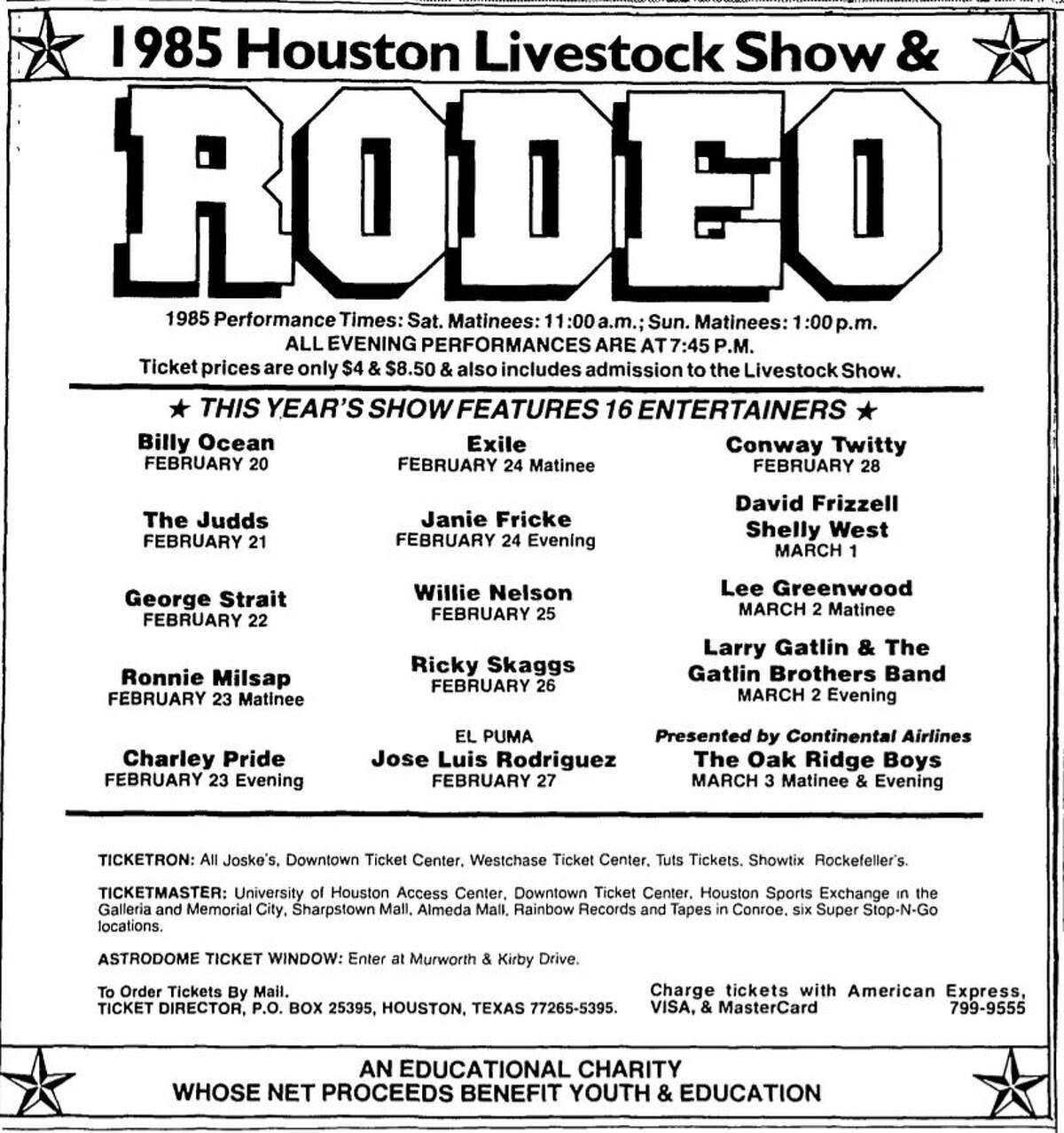 Rodeo ads show how much pop music, and ticket prices, have changed over ...