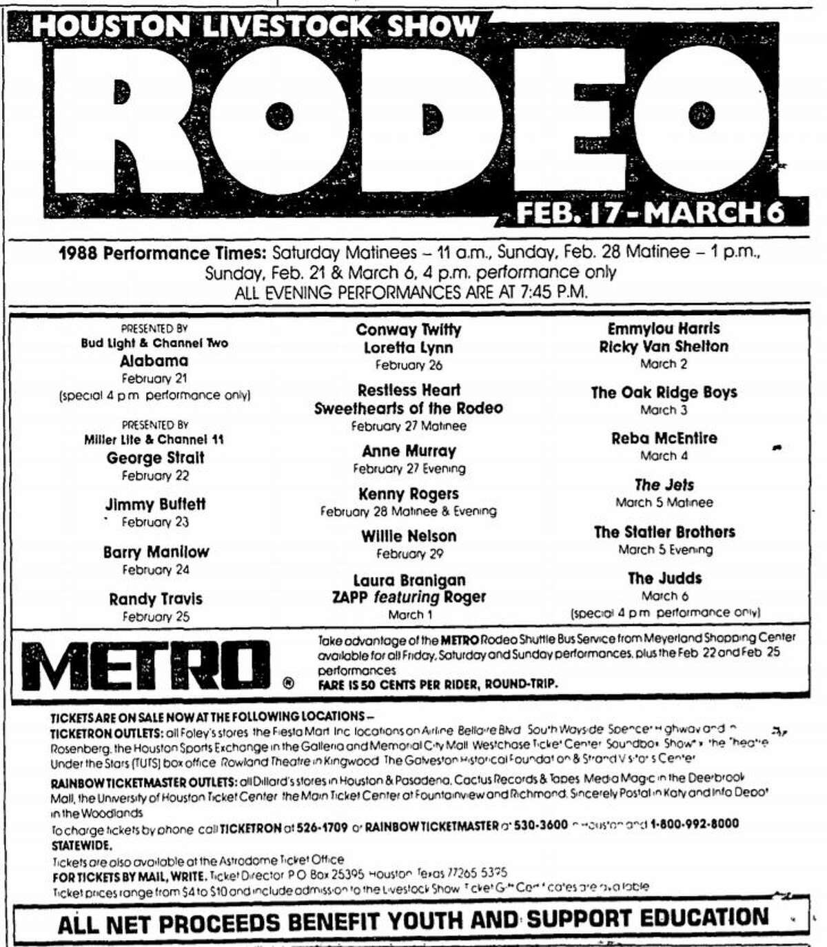Rodeo ads show how much pop music, and ticket prices, have changed over ...