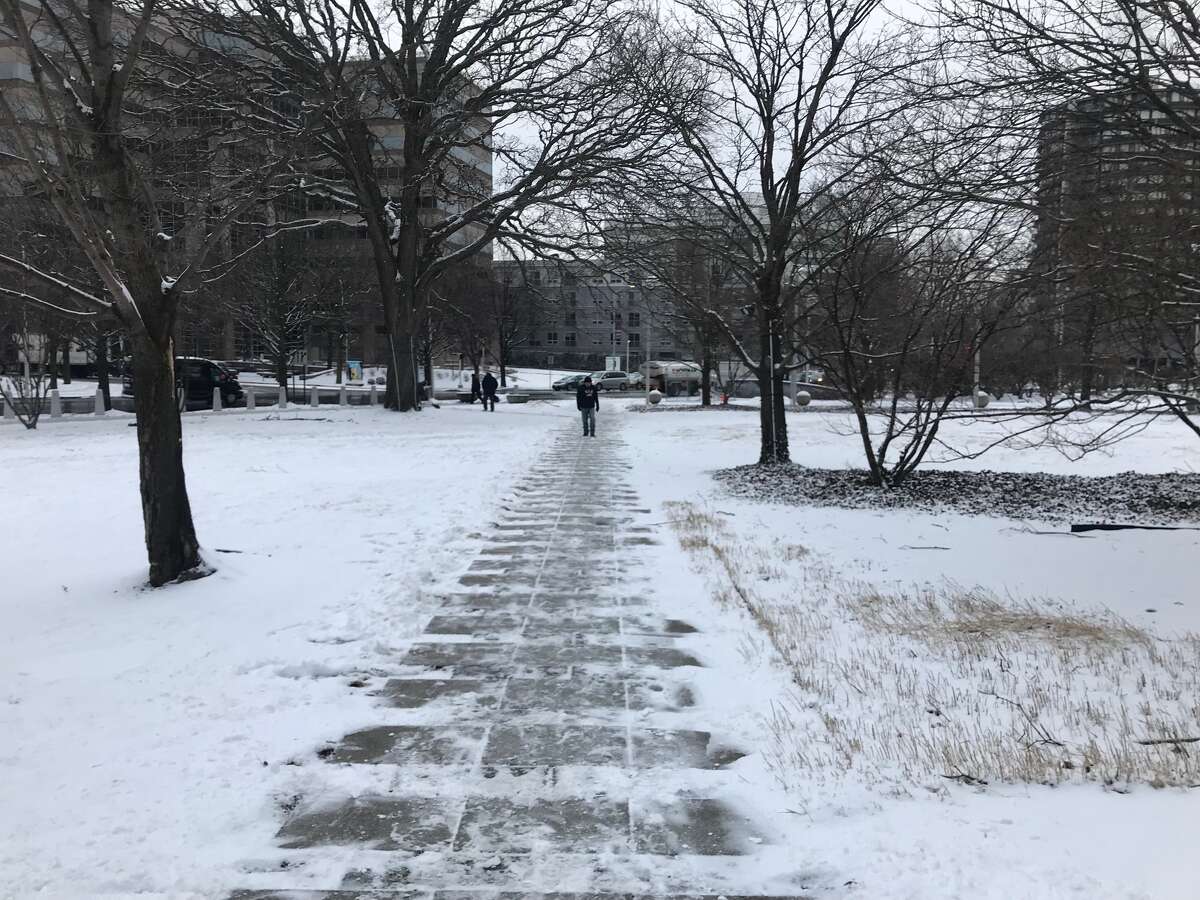 Light snow covering roads in CT