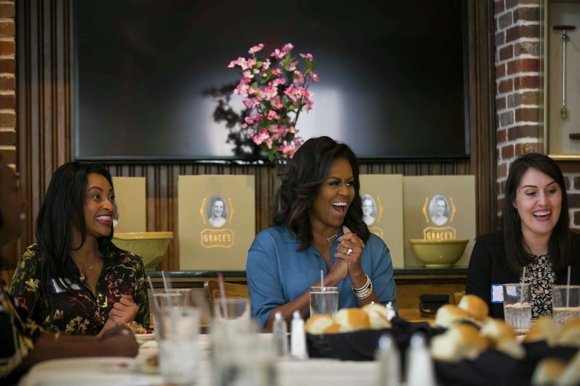 Michelle Obama chats with Houston book club, then Toyota Center crowd