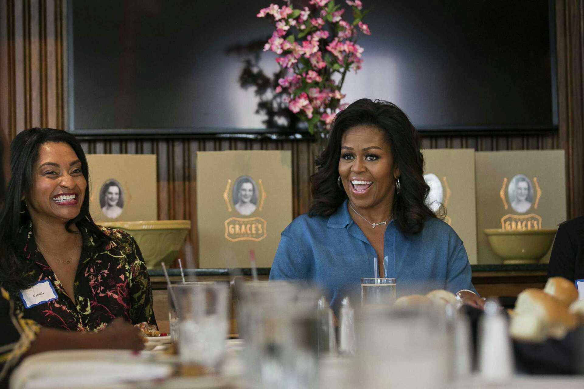 Michelle Obama chats with Houston book club, then Toyota Center crowd