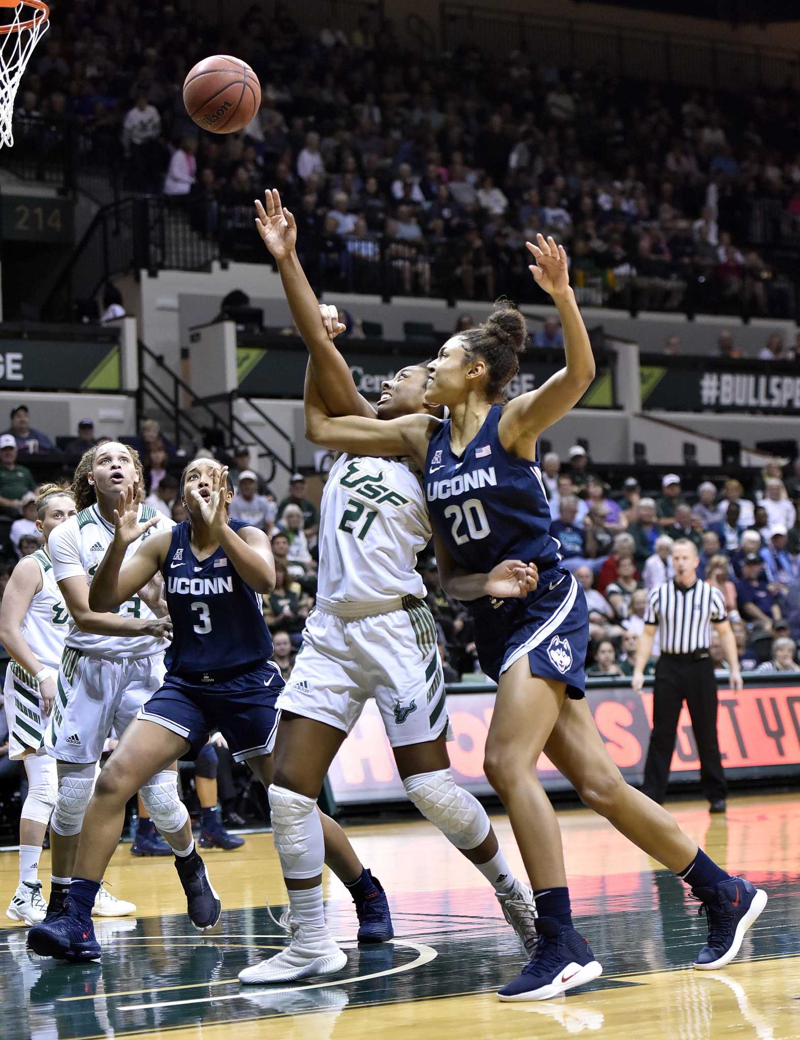 Without Samuelson, UConn edges USF to close out regular season