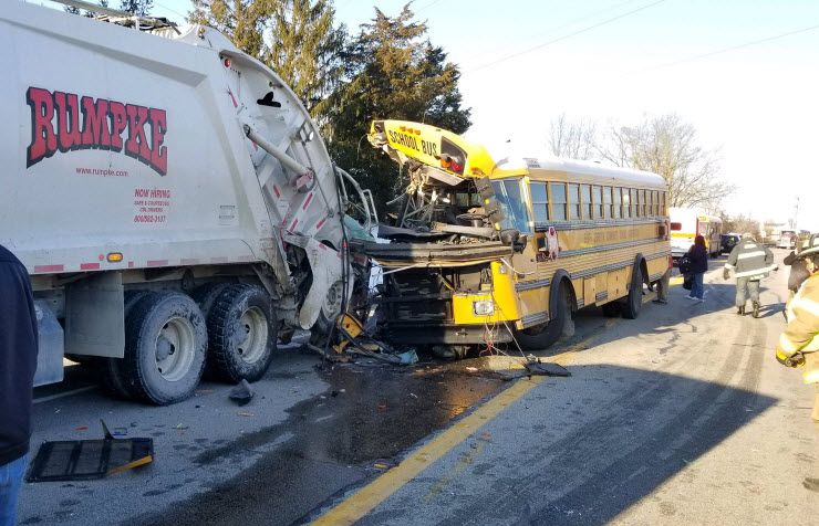 20 students injured when school bus collides with garbage truck in Indiana