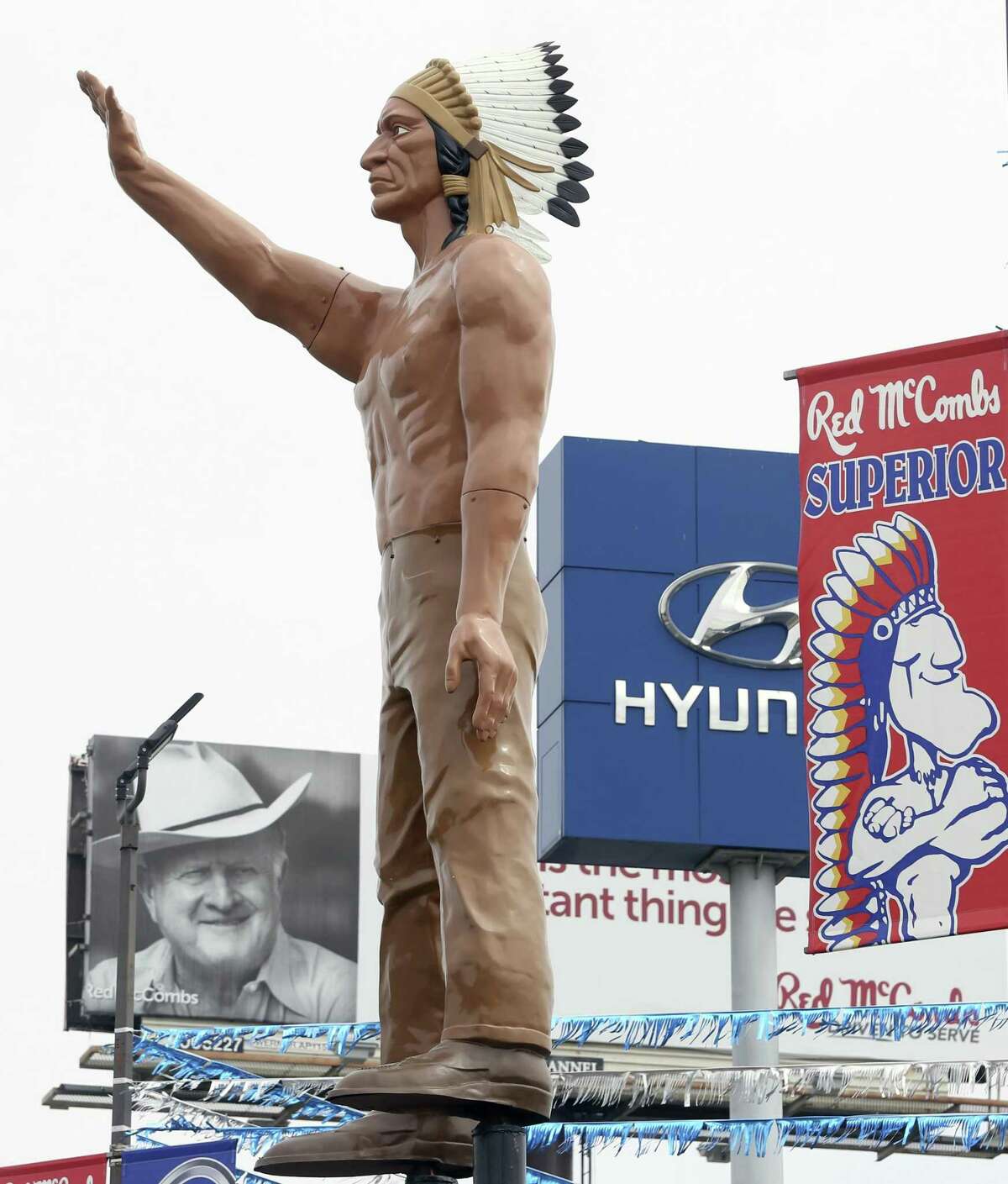 Pierced by arrows, bullets, San Antonio’s McCombs Indian statue gets ...