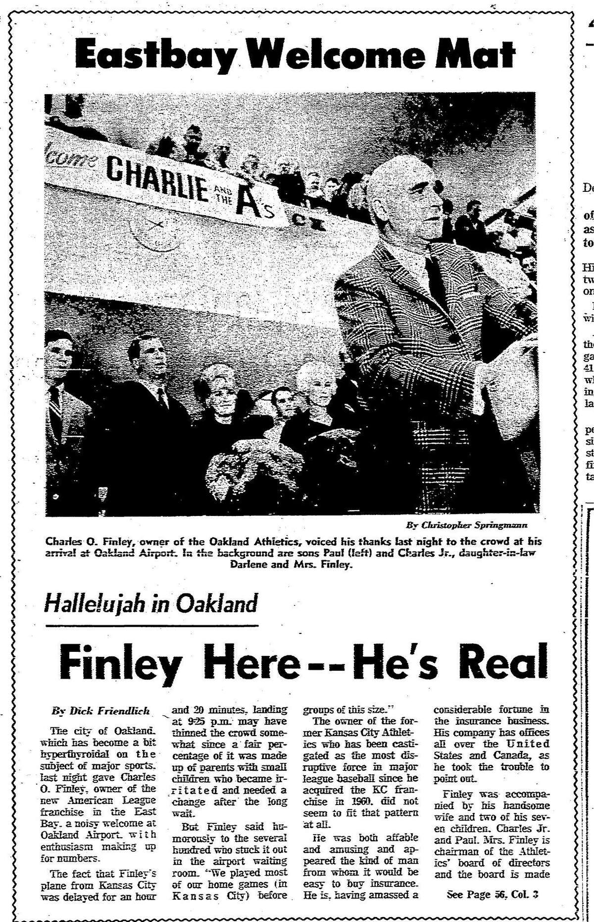 When Oakland A’s owner Charlie Finley pulled out all the stops for ...