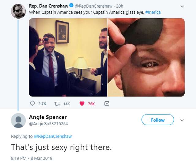 Texas Rep. Dan Crenshaw reveals glass eye, stunning Avengers star